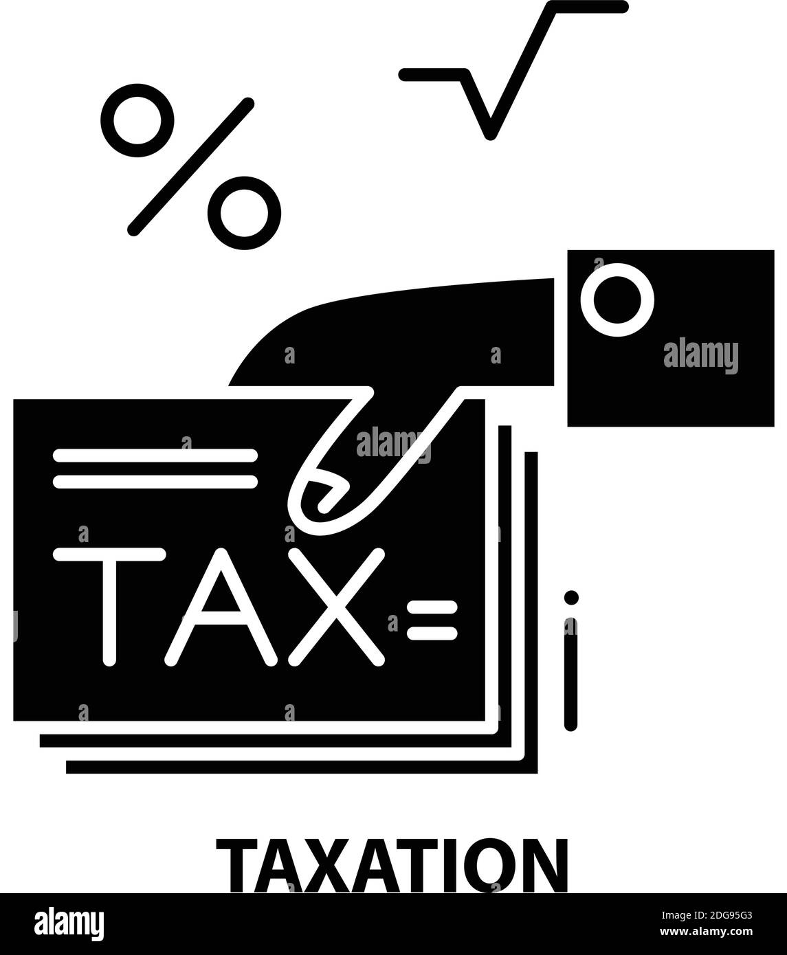 taxation icon, black vector sign with editable strokes, concept ...