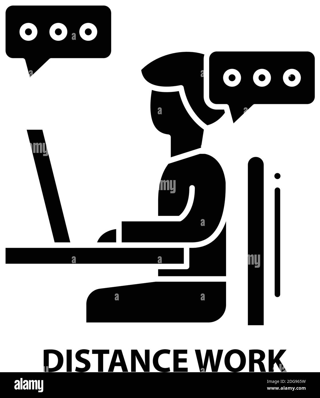 distance work icon, black vector sign with editable strokes, concept ...