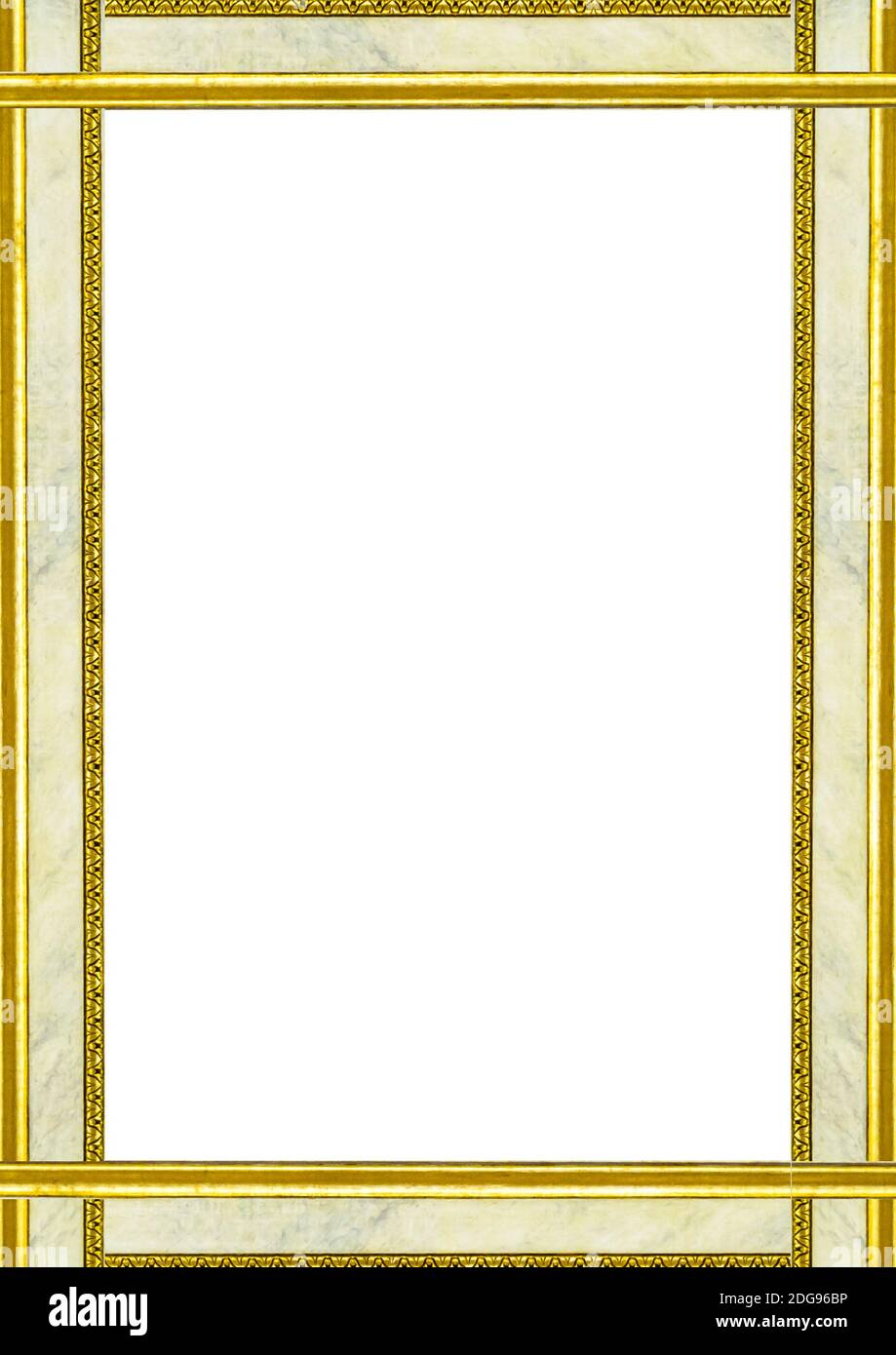 Blank Frame With Marble and Golden Decorated Edges Stock Photo - Alamy