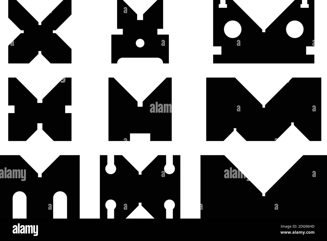 Standard Block. V block. Work tools. Silhouette icons Stock Vector ...