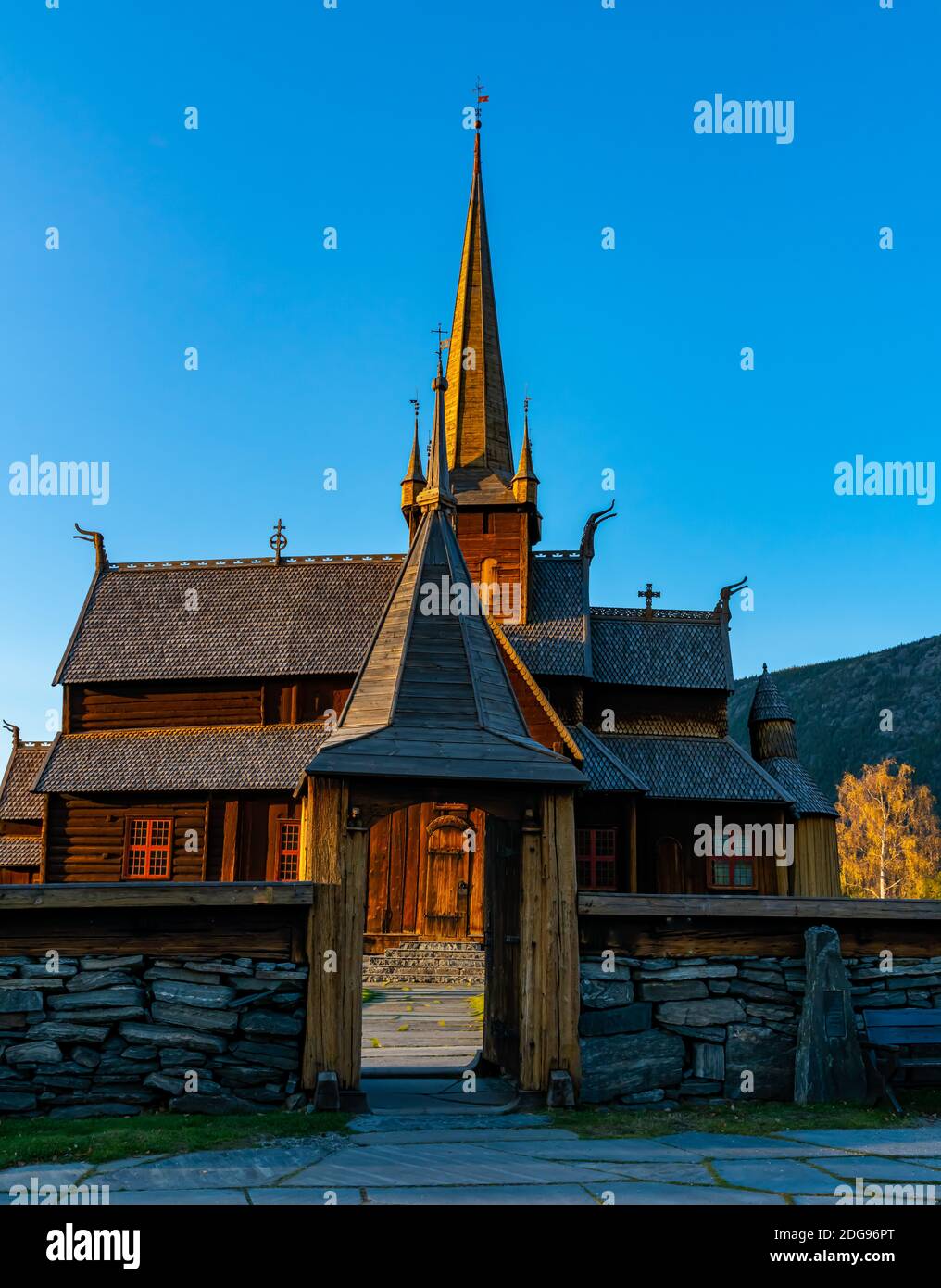 Historic wooden stave church built by Vikings in Norway Stock Photo - Alamy