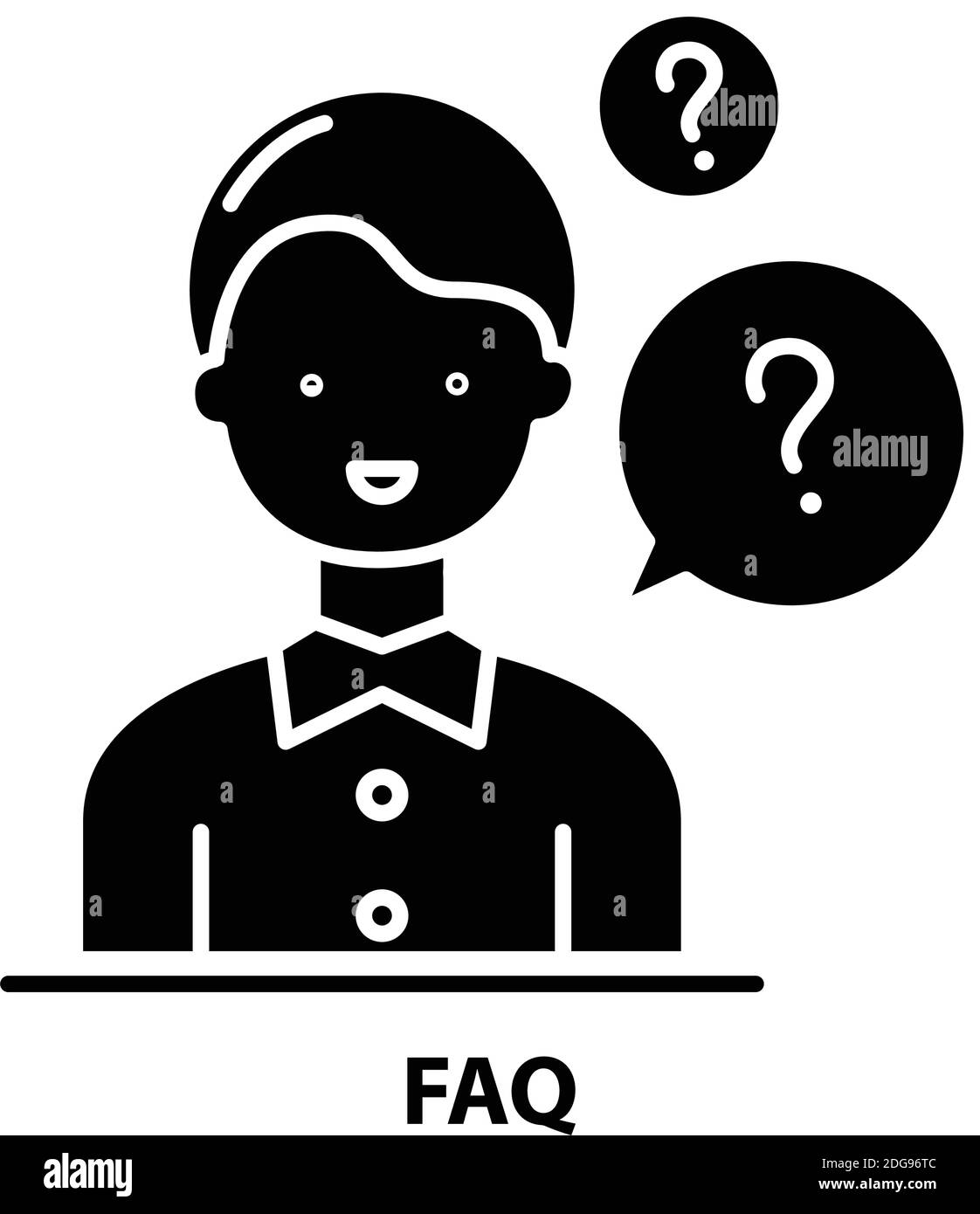 faq icon, black vector sign with editable strokes, concept illustration ...