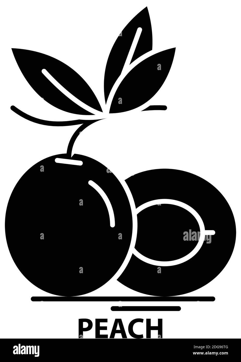 peach icon, black vector sign with editable strokes, concept ...