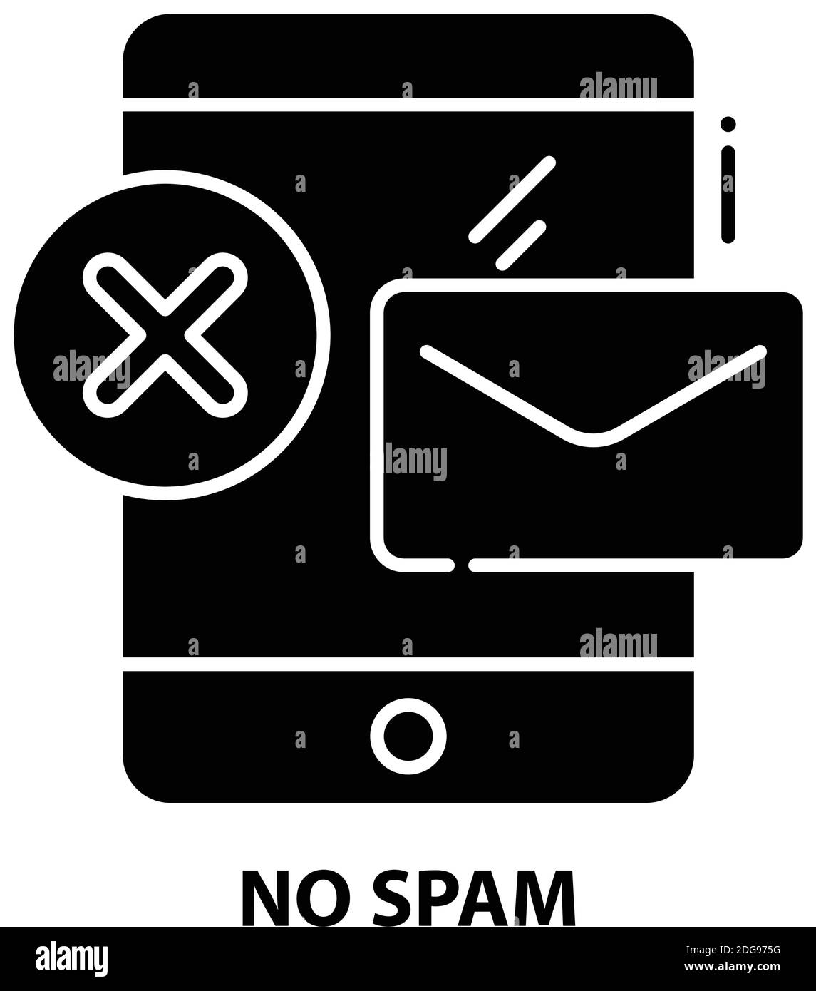 no spam symbol icon, black vector sign with editable strokes, concept ...
