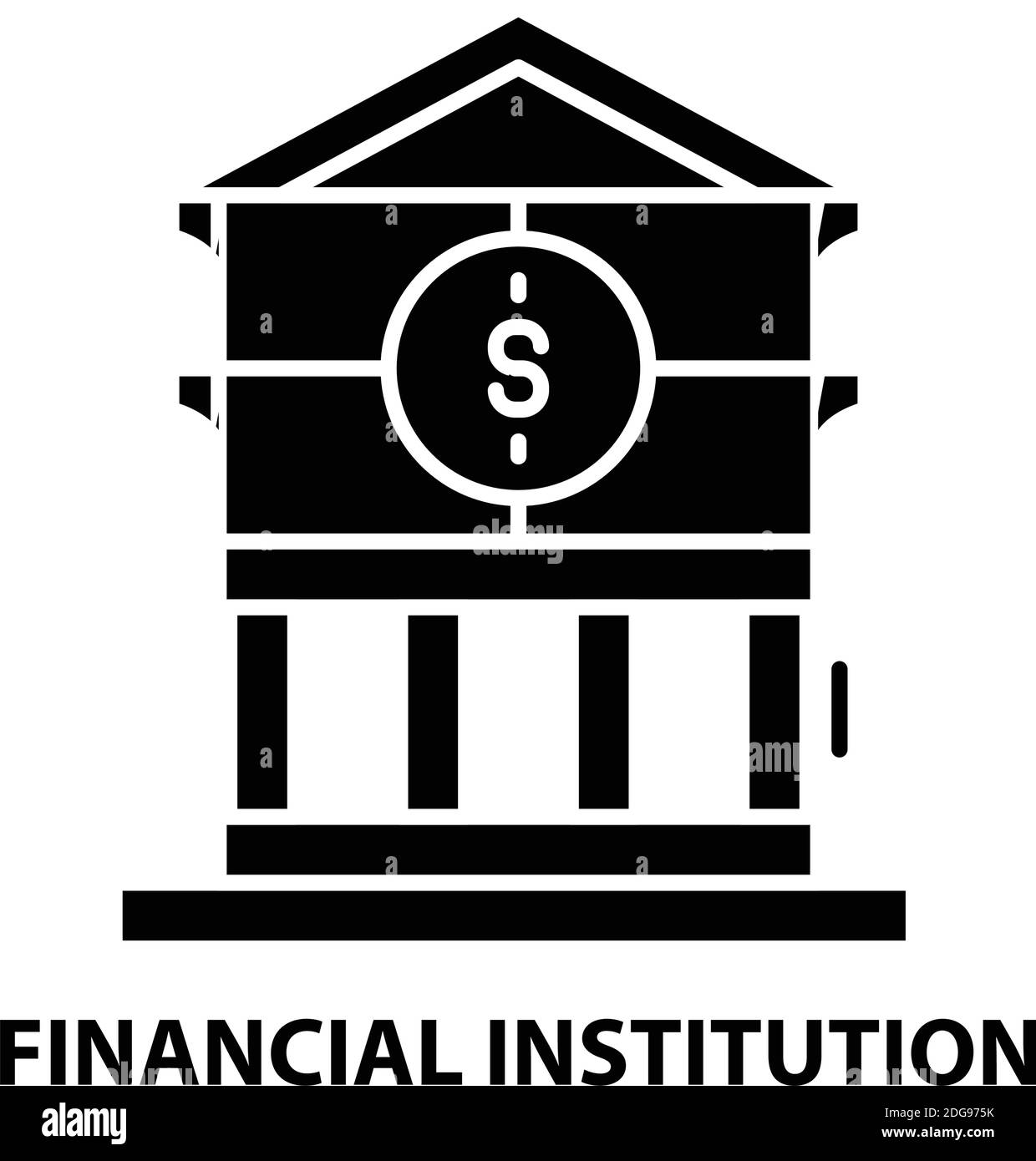 financial institution icon, black vector sign with editable strokes ...