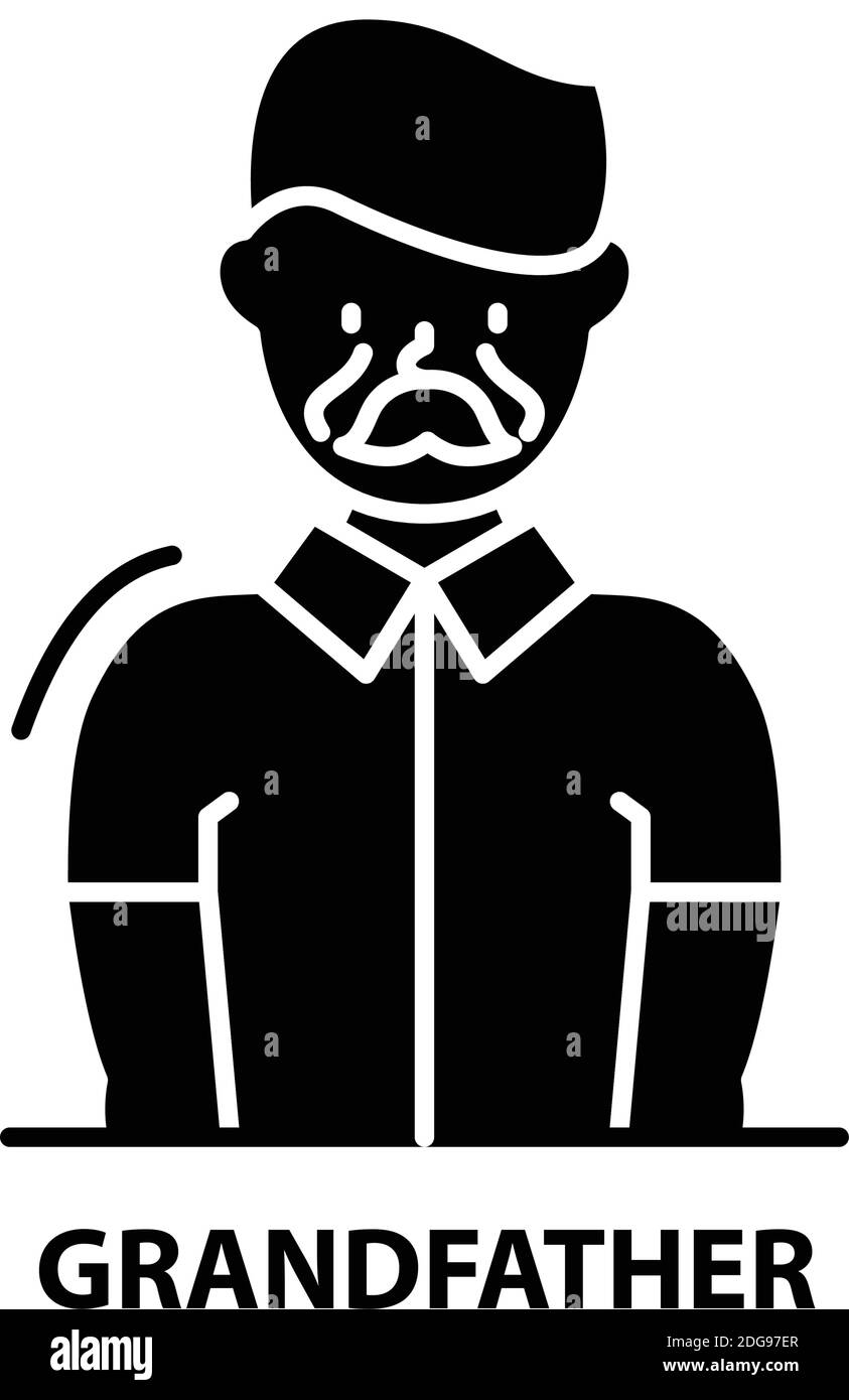 grandfather icon, black vector sign with editable strokes, concept ...