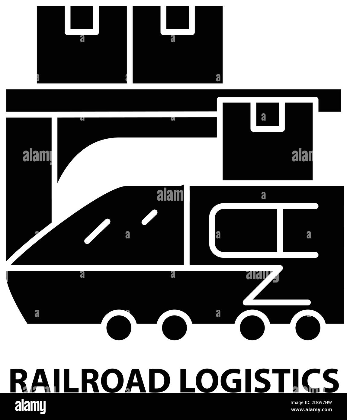 railroad logistics icon, black vector sign with editable strokes ...