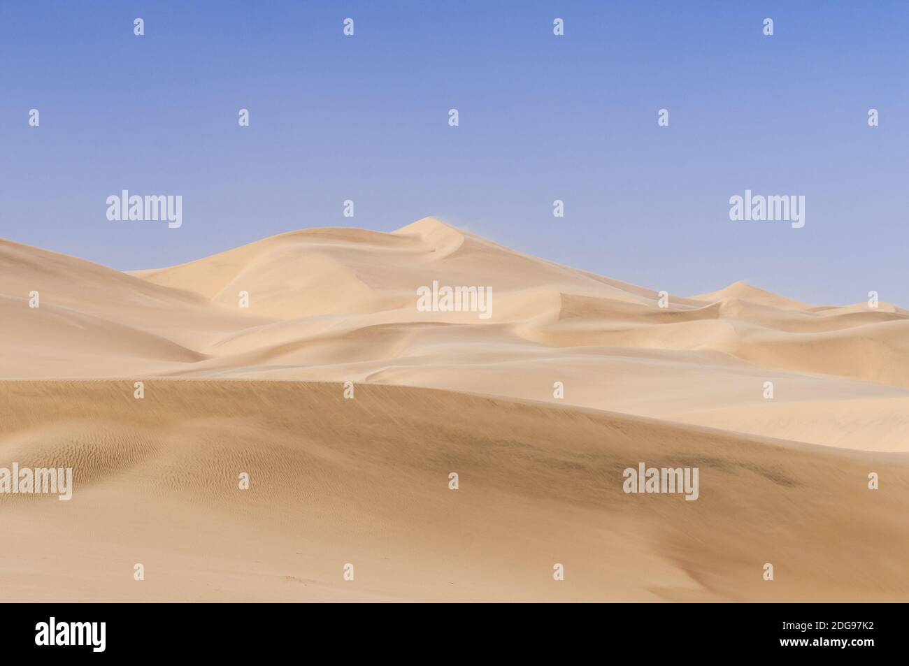 Sandstorm on the Skeleton Coast, dunes to the Atlantic Ocean, Namib ...