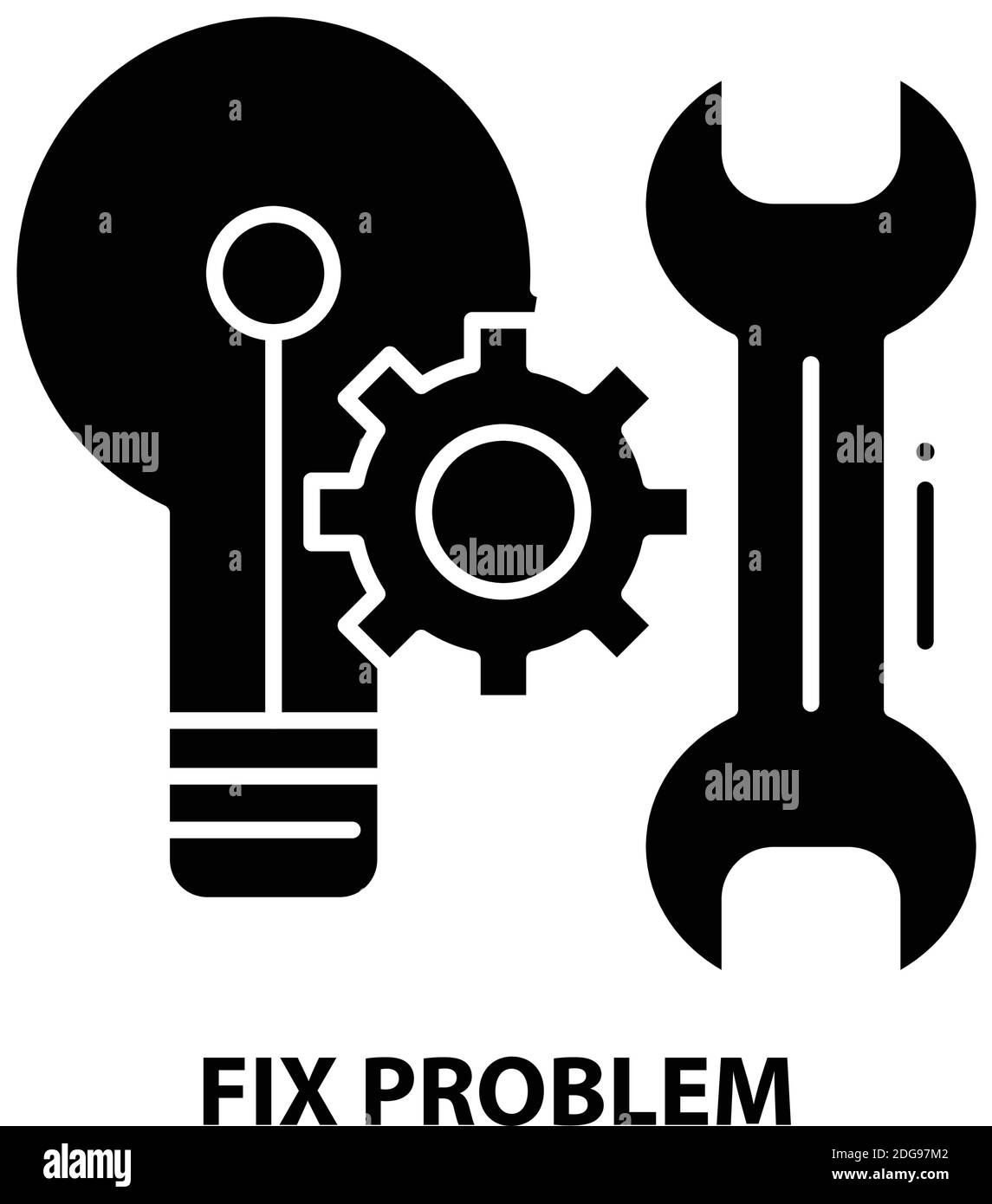 fix problem icon, black vector sign with editable strokes, concept ...
