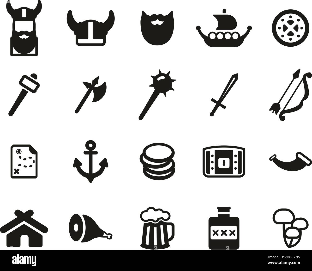 Viking Icons Black & White Set Big Stock Vector Image & Art - Alamy