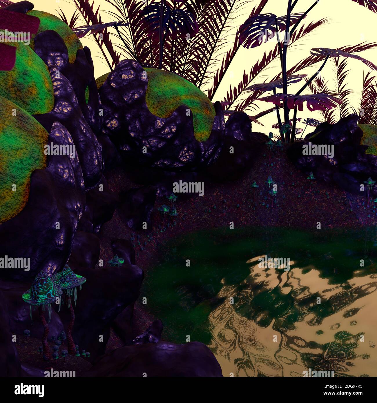 3D rendering of a fantasy alien place Stock Photo - Alamy