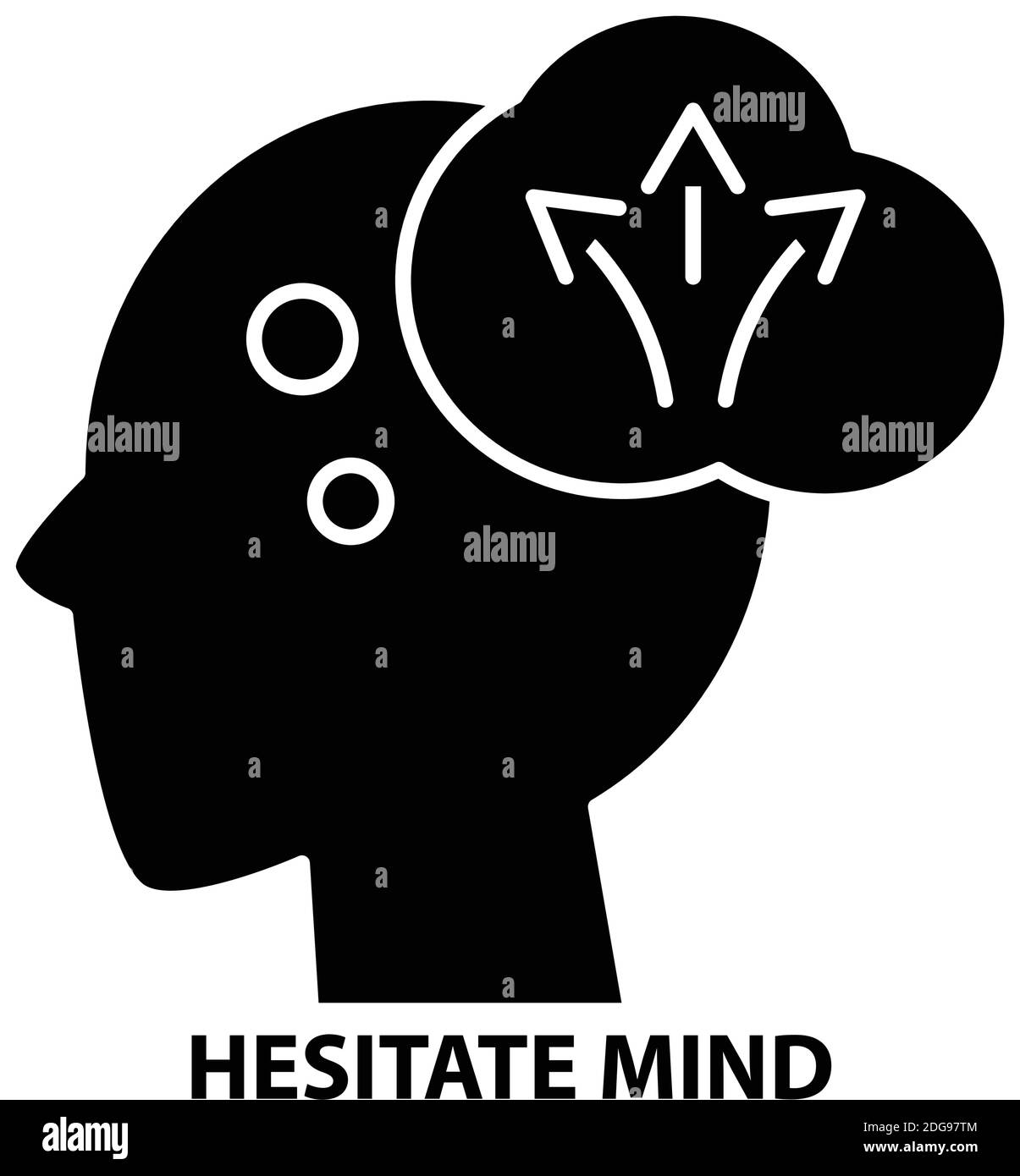 hesitate mind icon, black vector sign with editable strokes, concept ...