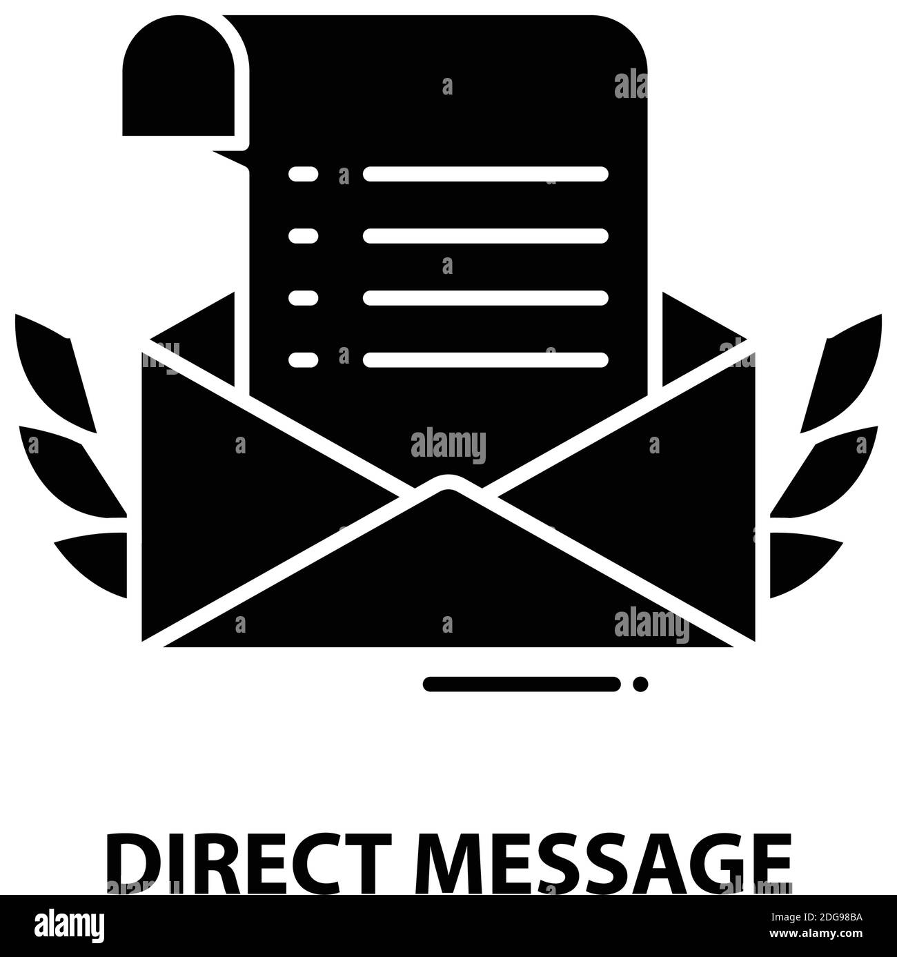 direct message icon, black vector sign with editable strokes, concept ...