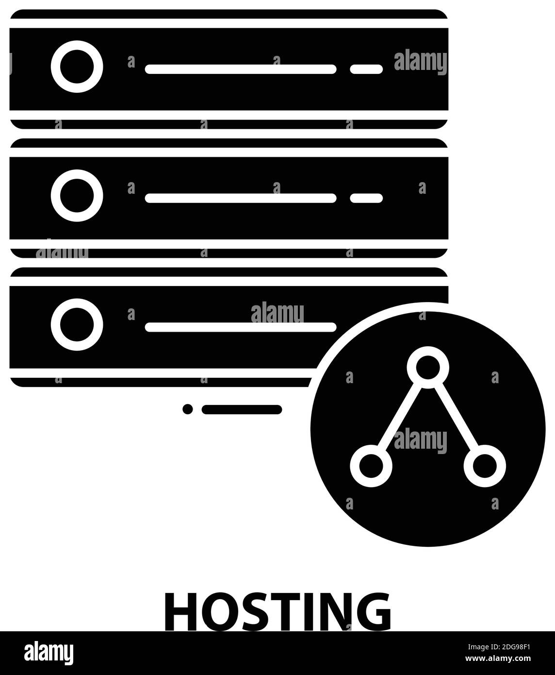 hosting symbol icon, black vector sign with editable strokes, concept ...