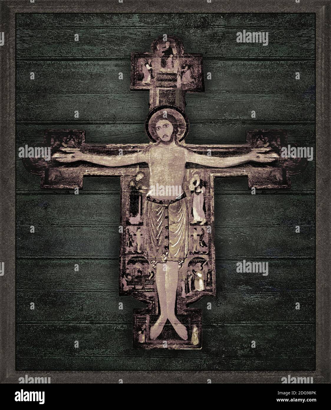 Medieval Style Jesus Christ on Cross Sculpture Isolated Photo Stock ...