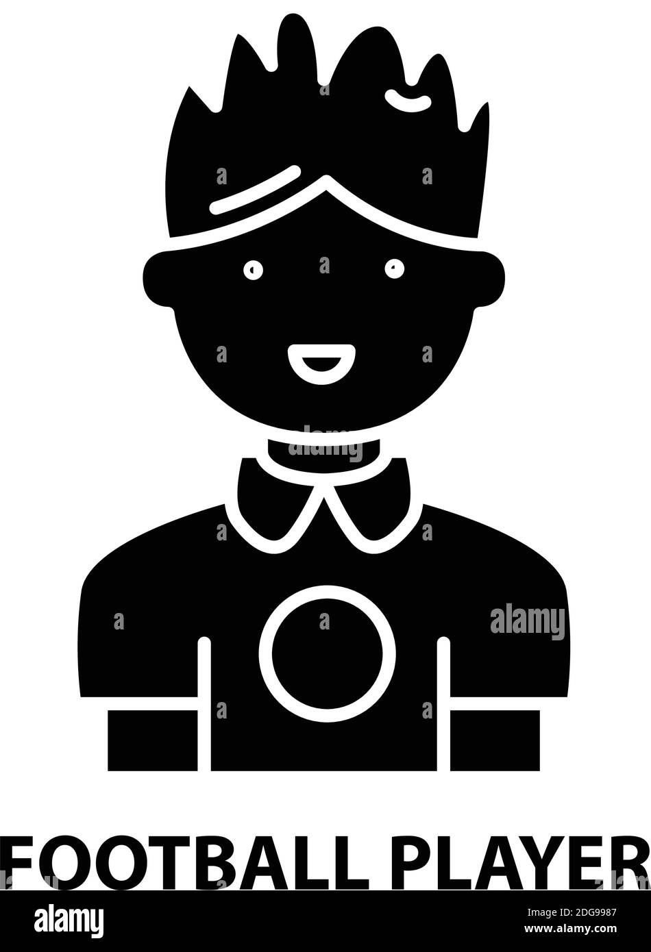 football player icon, black vector sign with editable strokes, concept ...