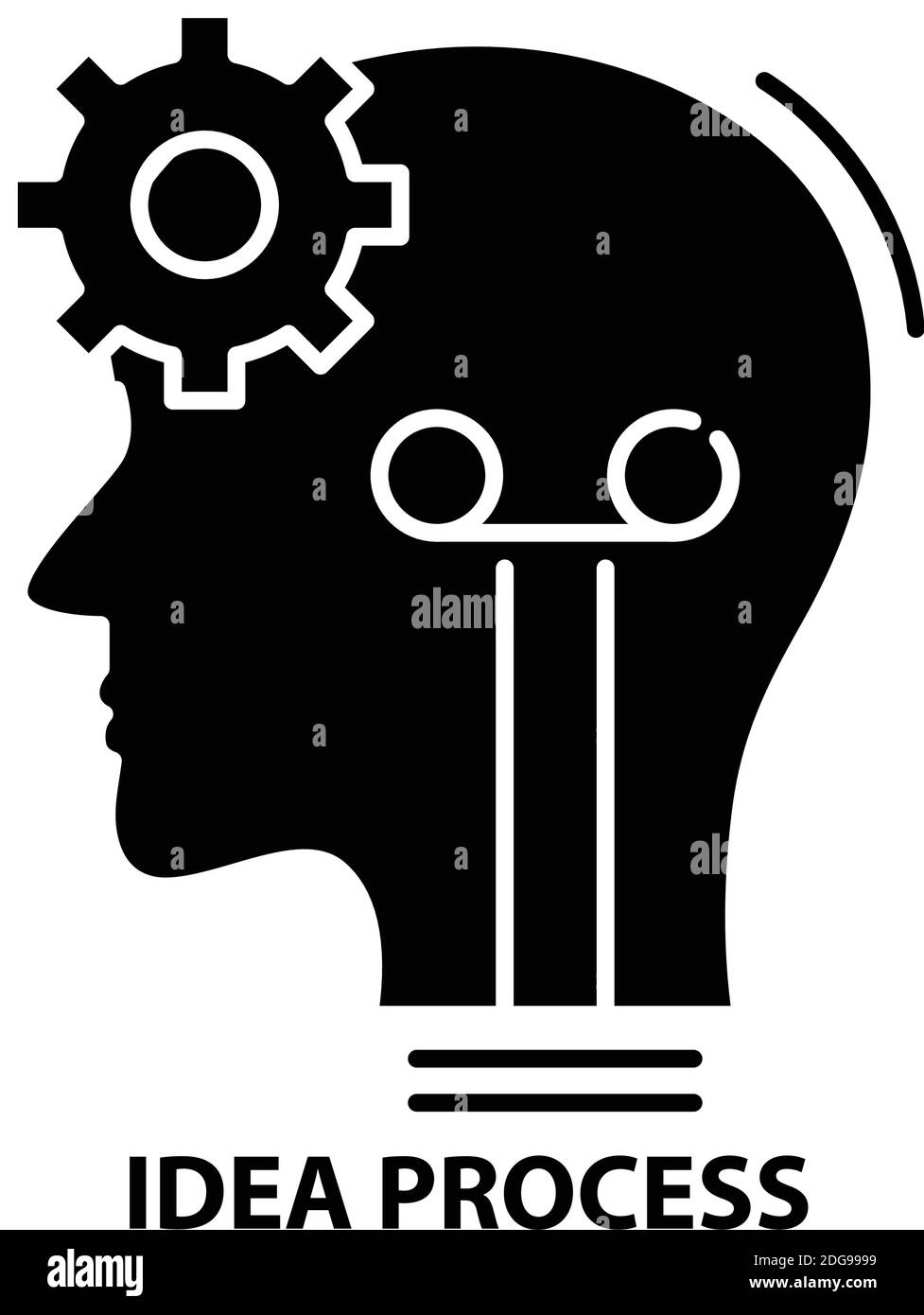 idea process icon, black vector sign with editable strokes, concept ...