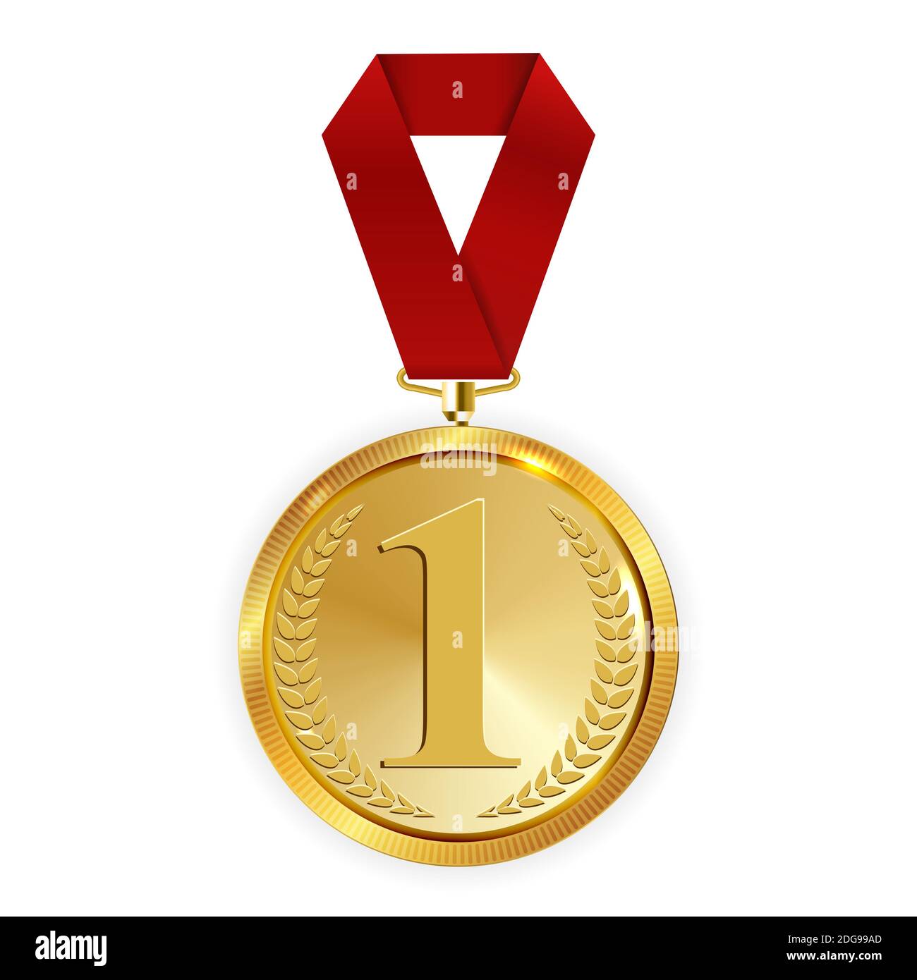 Champion Art Golden Medal with Red Ribbon l Icon Sign First Place ...
