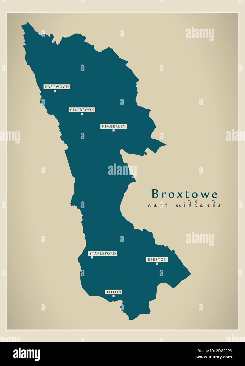 Broxtowe district map - England UK Stock Vector Image & Art - Alamy