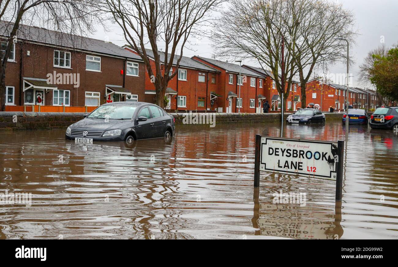 Heavy rainfall has caused localised flooding in West Derby, Liverpool ...