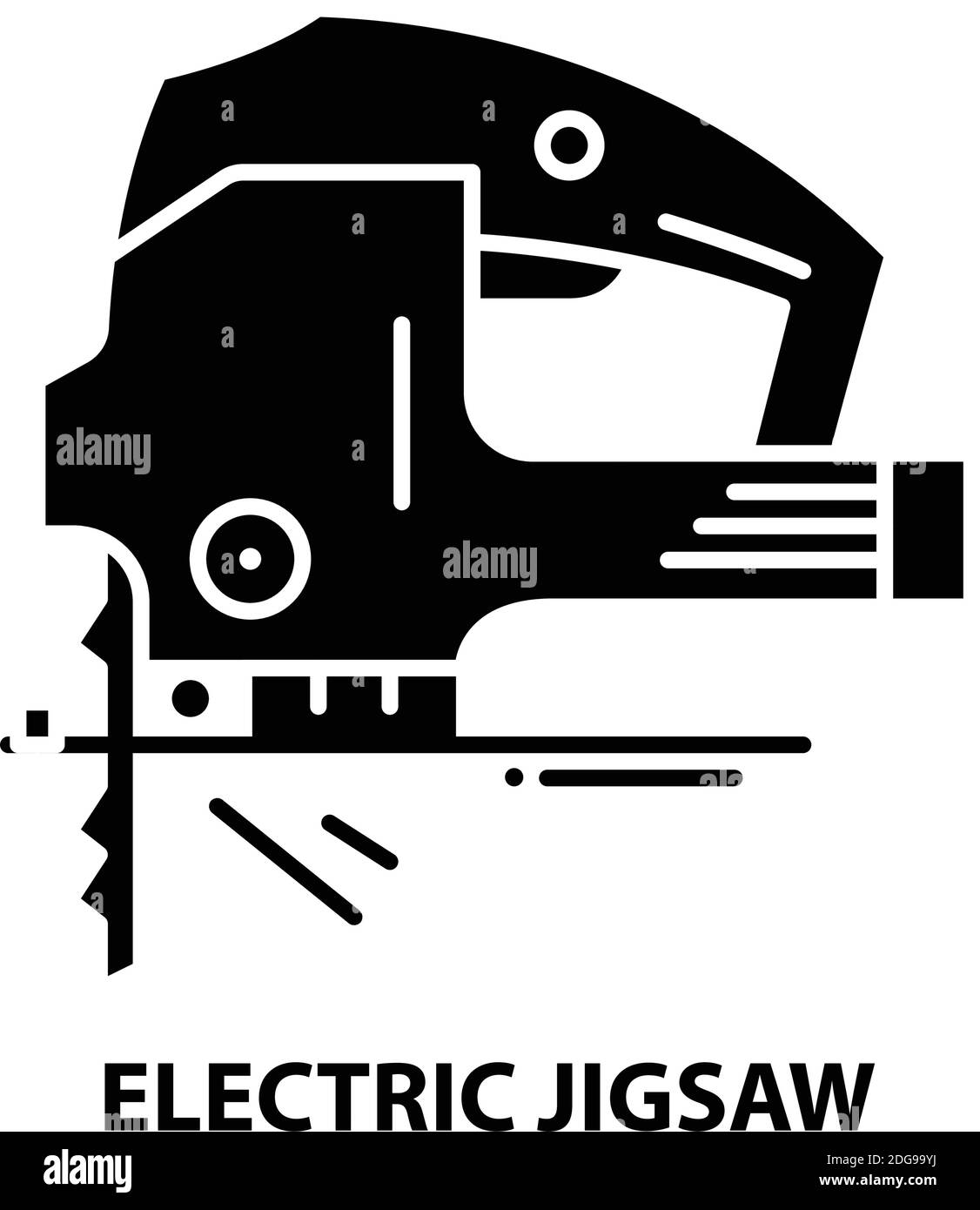electric jigsaw icon, black vector sign with editable strokes, concept ...