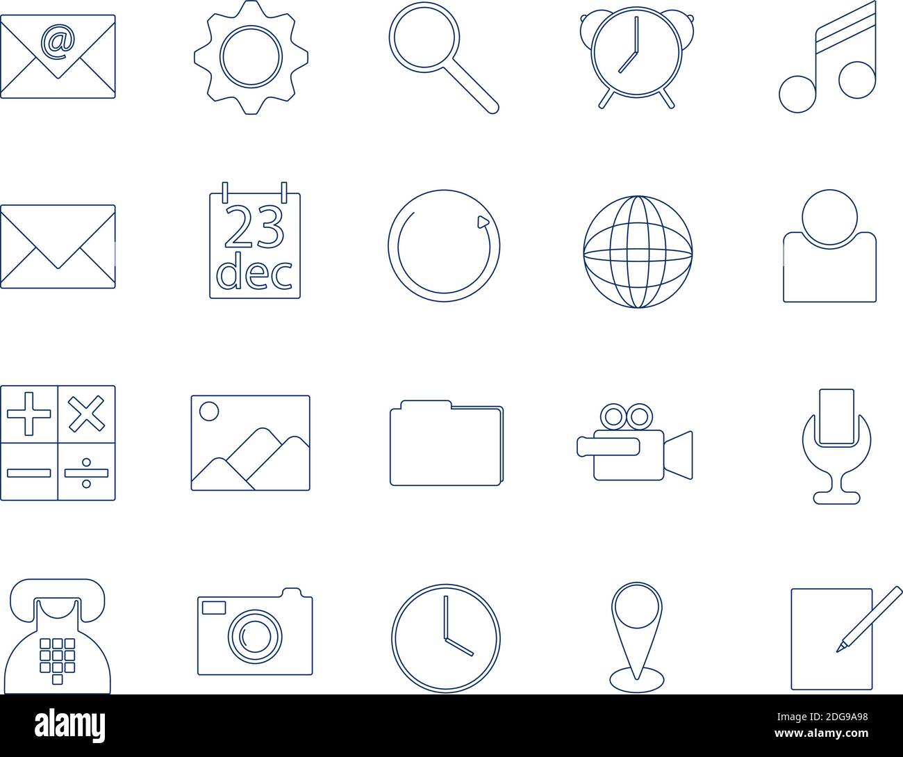set of blue simple outline icons Stock Vector Image & Art - Alamy