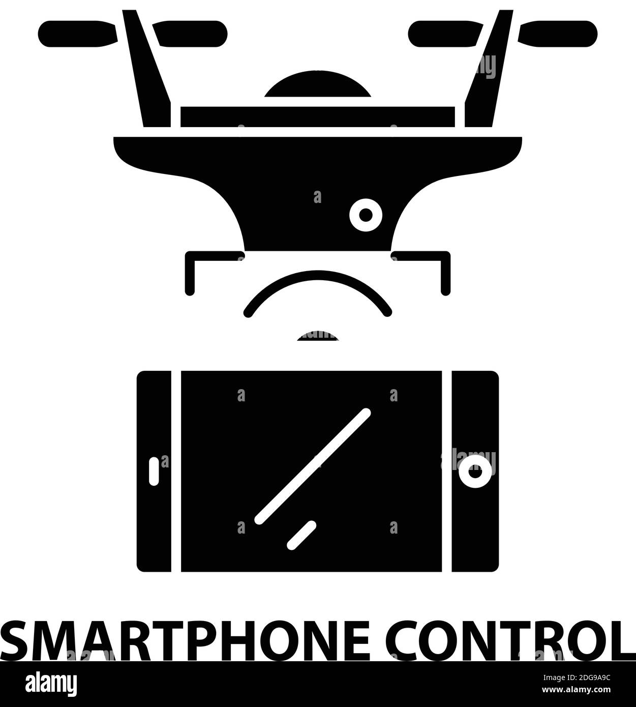 smartphone control icon, black vector sign with editable strokes ...