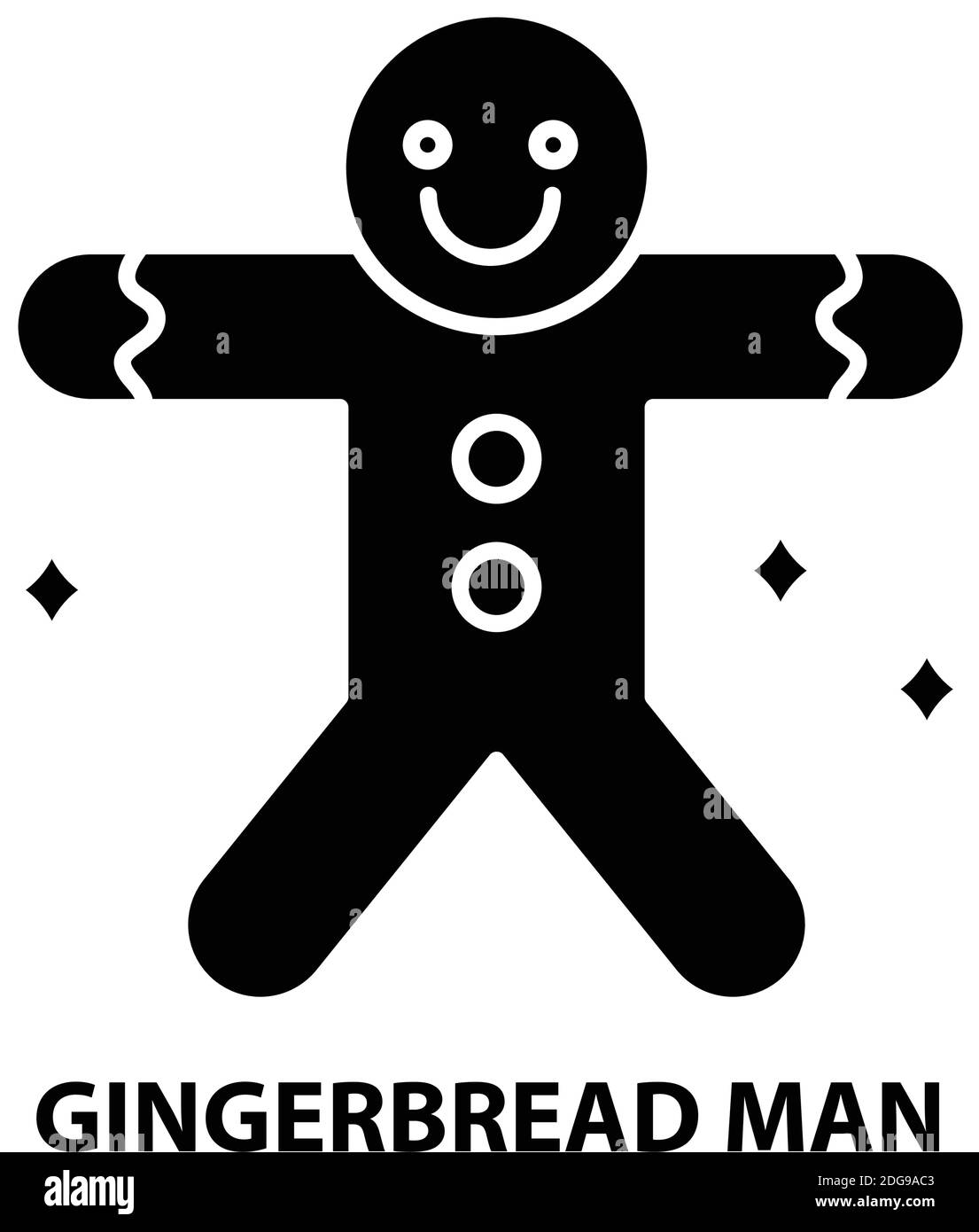 gingerbread man icon, black vector sign with editable strokes, concept ...