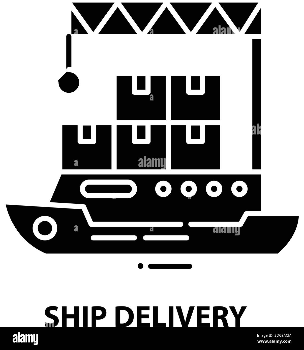 ship delivery icon, black vector sign with editable strokes, concept ...