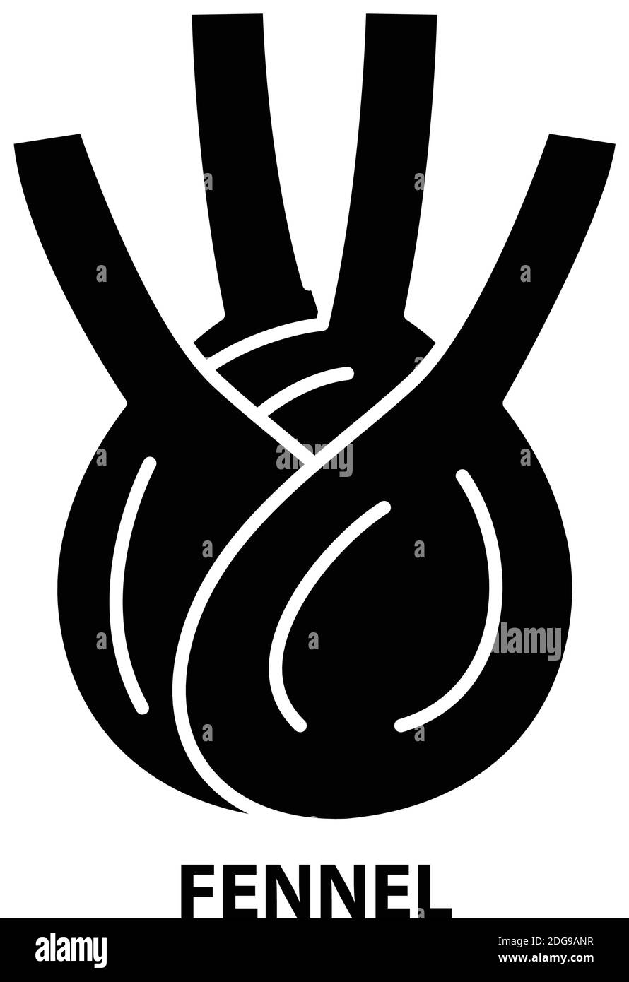 fennel icon, black vector sign with editable strokes, concept ...