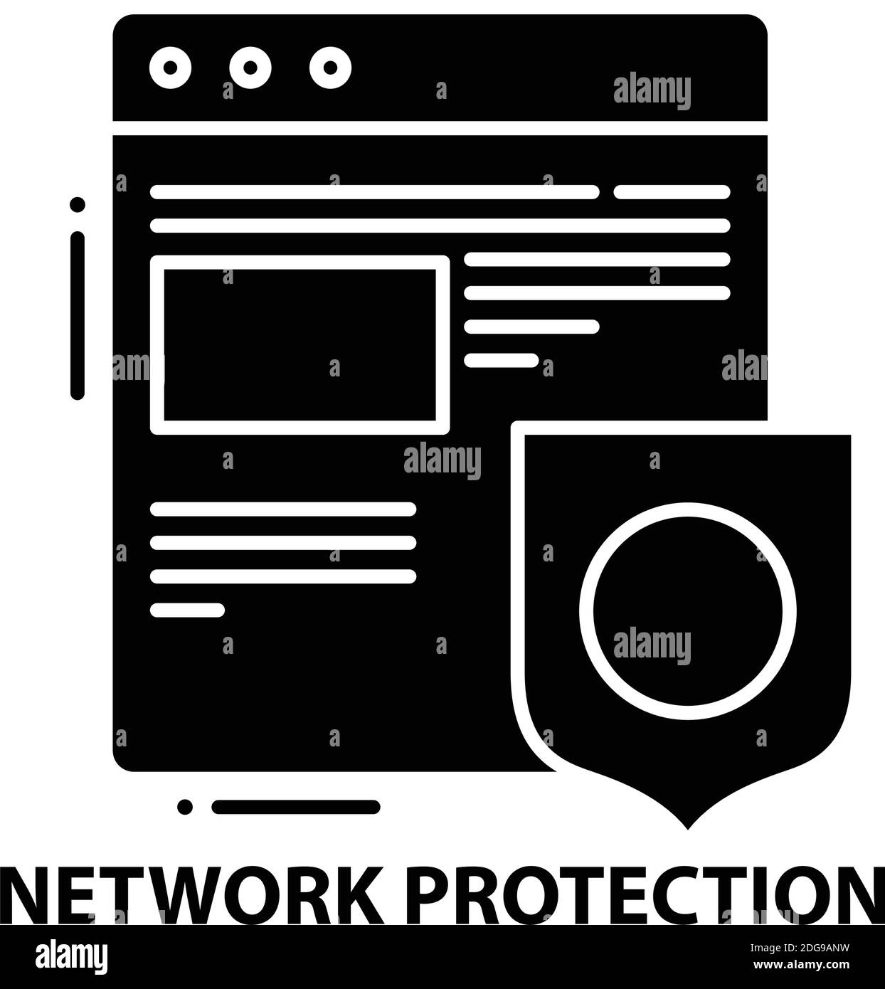 network protection icon, black vector sign with editable strokes ...