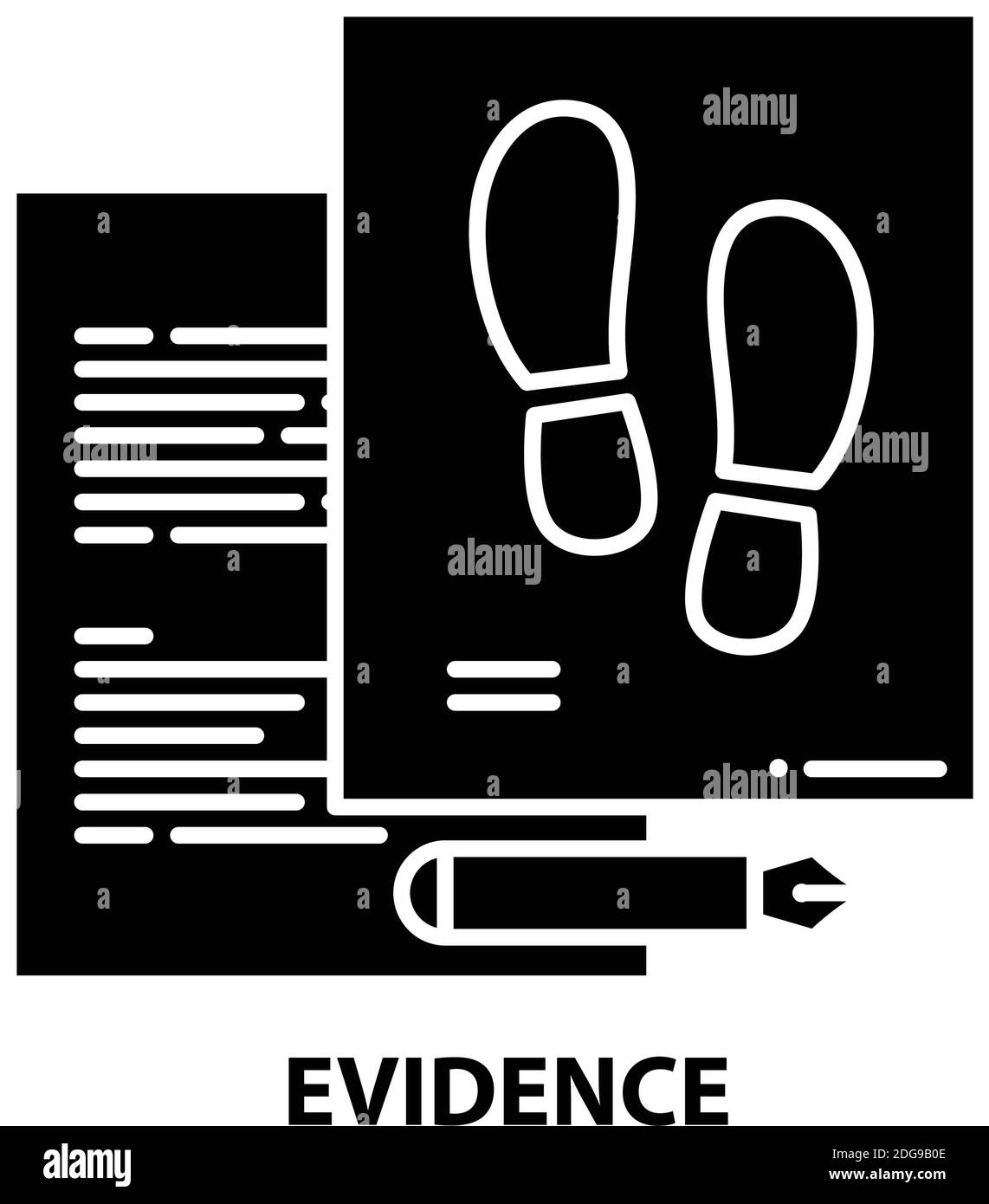 evidence icon, black vector sign with editable strokes, concept ...