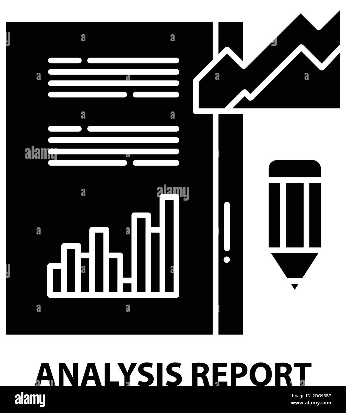 analysis report icon, black vector sign with editable strokes, concept ...