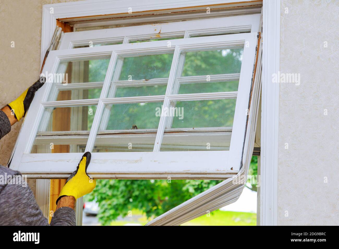 Renovation work in an old house and replacing windows Stock Photo - Alamy