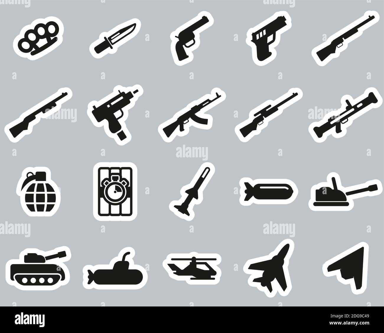 Weapons Icons Black & White Sticker Set Big Stock Vector Image & Art ...