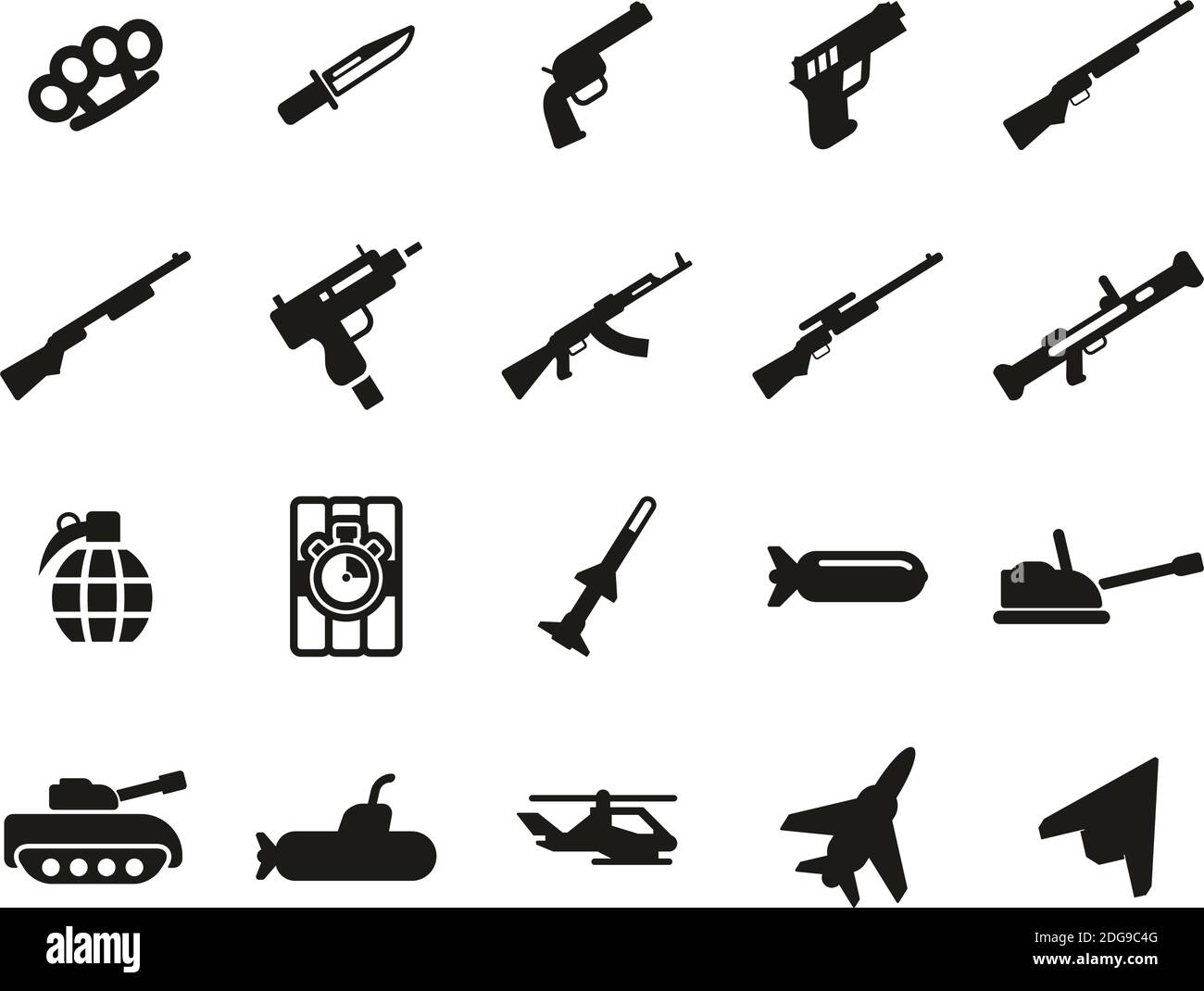 Weapons Icons Black & White Set Big Stock Vector Image & Art - Alamy
