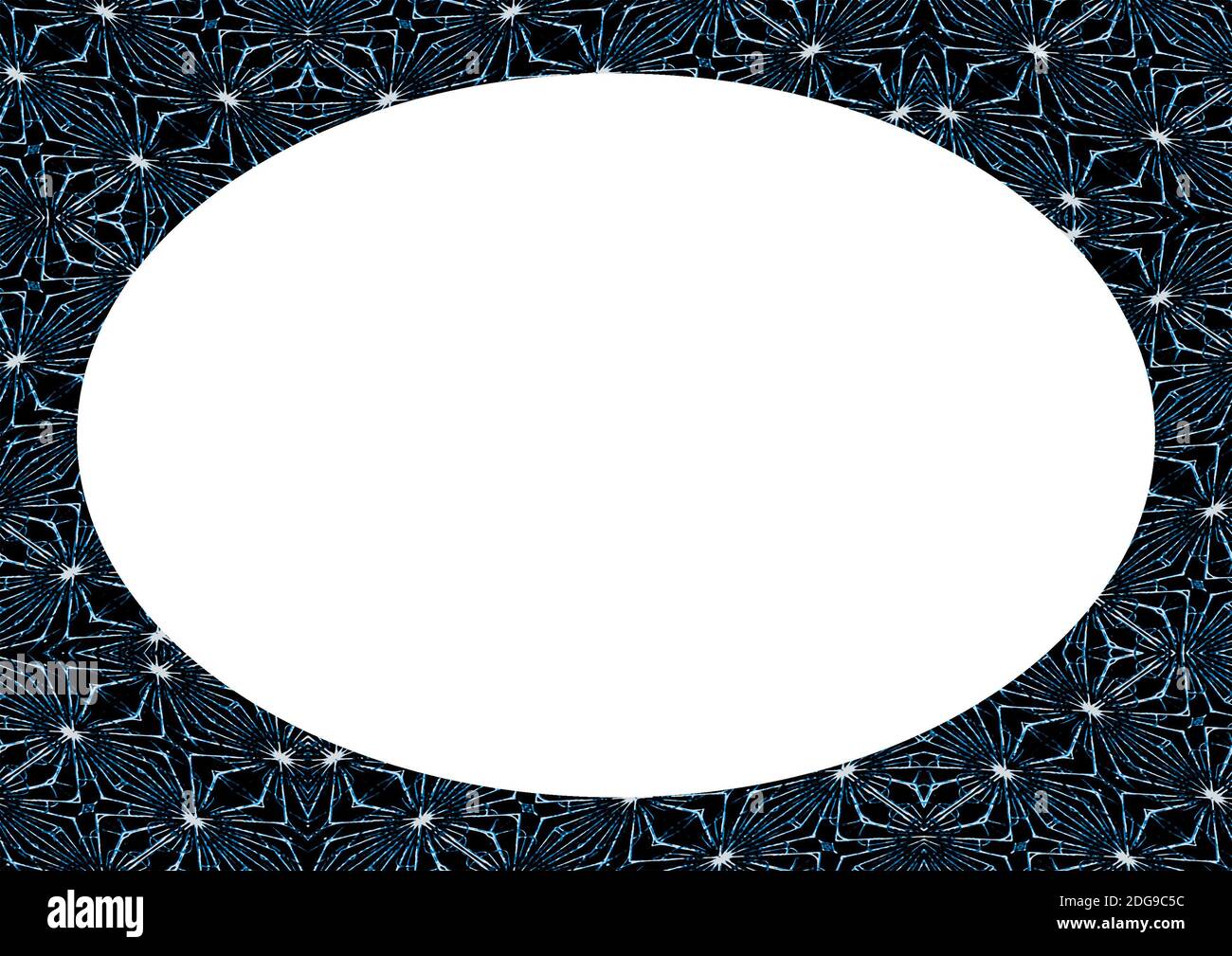 White Landscape Frame With Blue Decorated Circle Borders Stock Photo ...