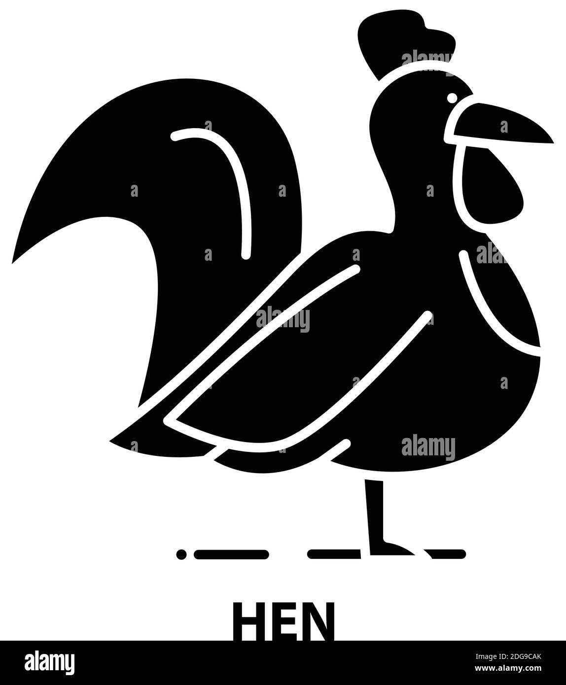 hen icon, black vector sign with editable strokes, concept illustration ...