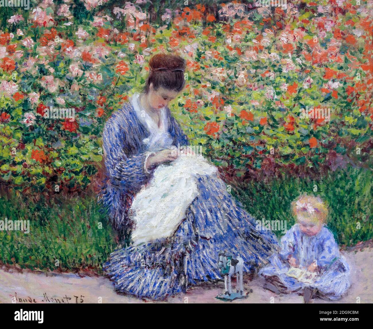 Camille Monet and a Child in the Artist's Garden in Argenteuil, Claude ...
