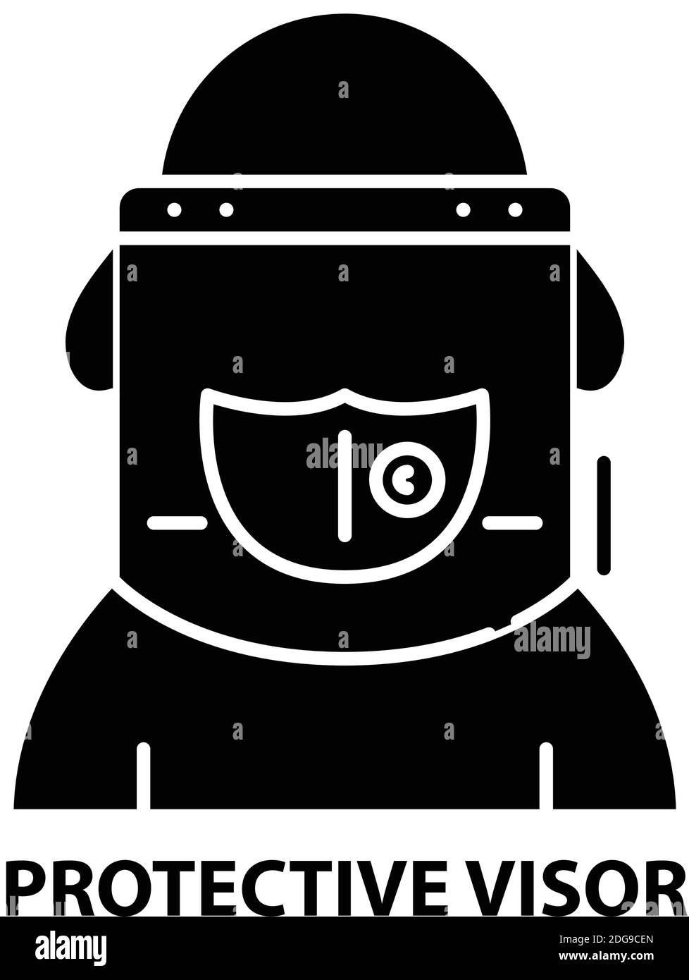 protective visor icon, black vector sign with editable strokes, concept ...
