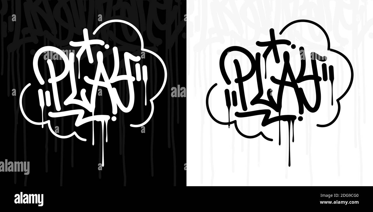 Word Play Abstract Hip Hop Hand Written Graffiti Style Vector ...