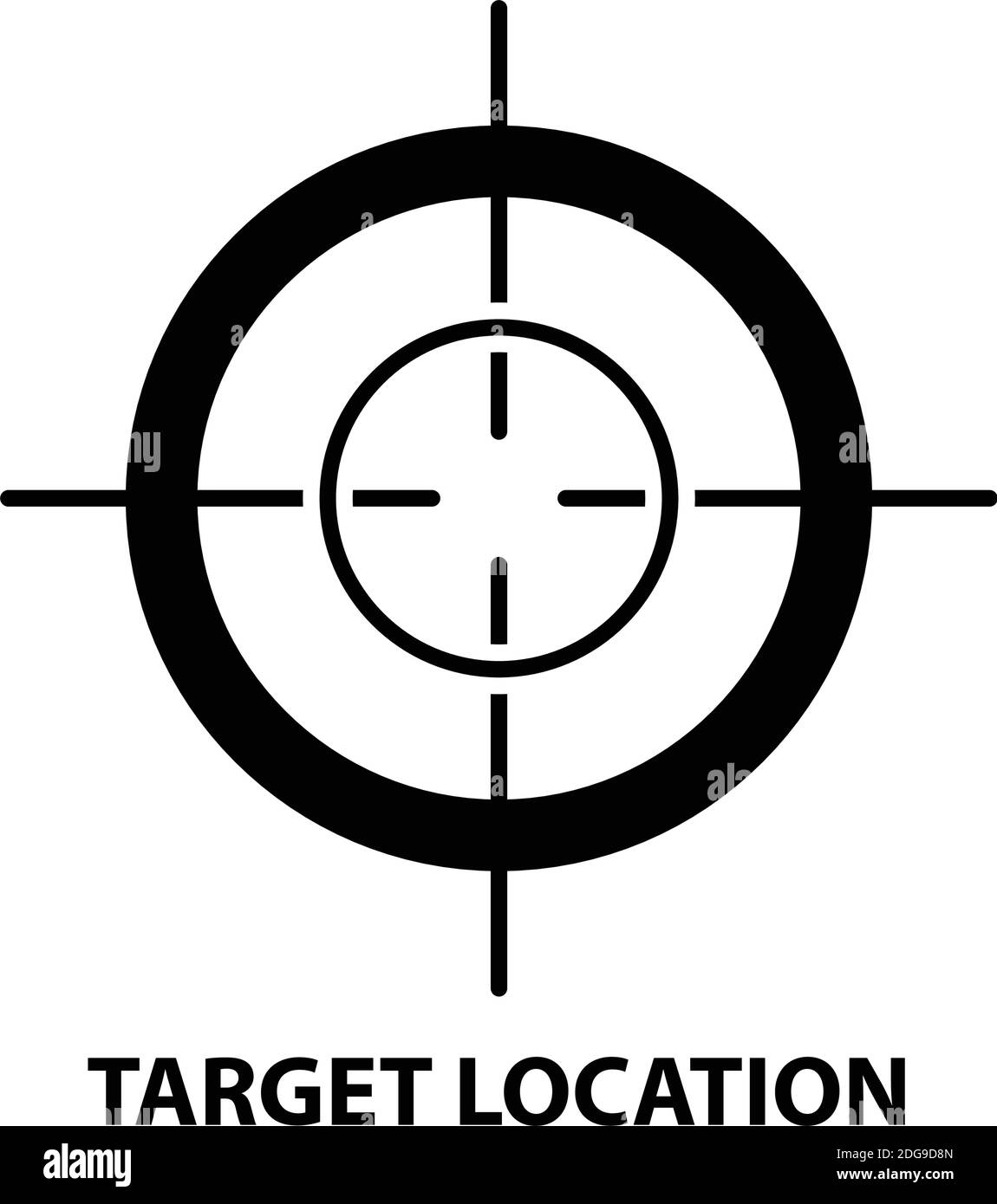 target location icon, black vector sign with editable strokes, concept ...
