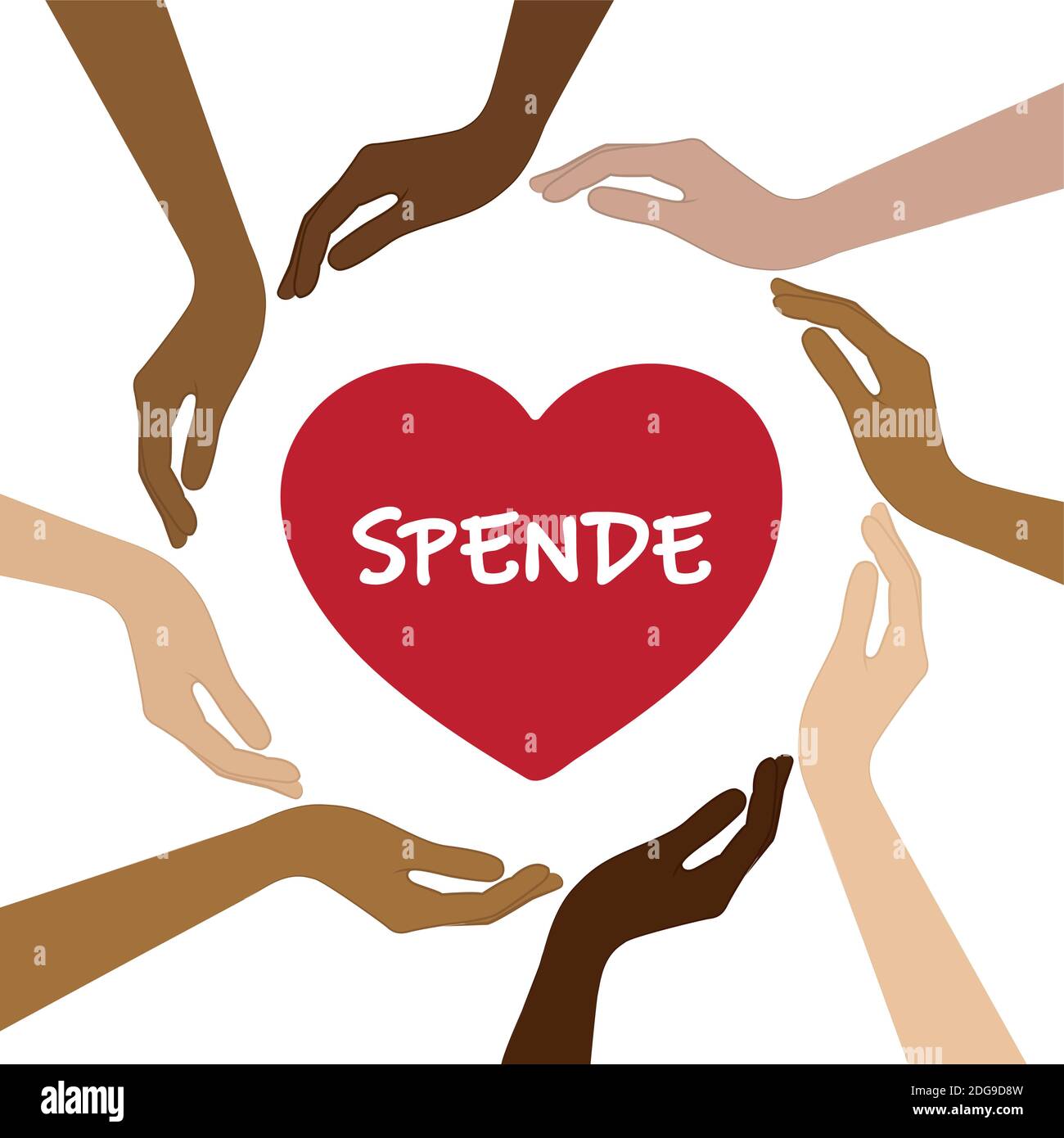 donate helpfulness concept with human hands in different skin colors ...