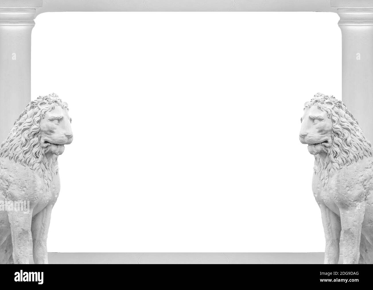 Blank Frame with Lion Sculpture Borders Stock Photo - Alamy
