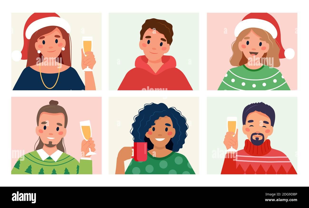 Woman on christmas video chat Stock Vector Images - Alamy