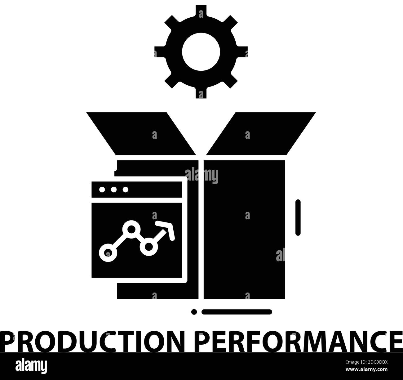 production performance icon, black vector sign with editable strokes ...