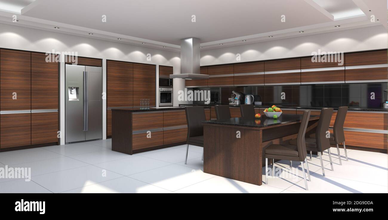 3D rendering modern kitchen Stock Photo - Alamy