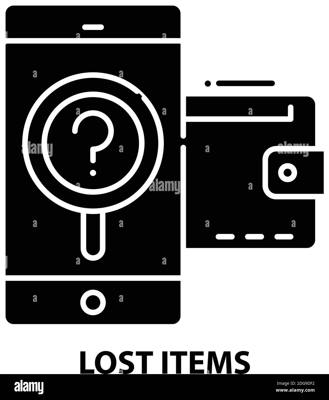lost items icon, black vector sign with editable strokes, concept ...