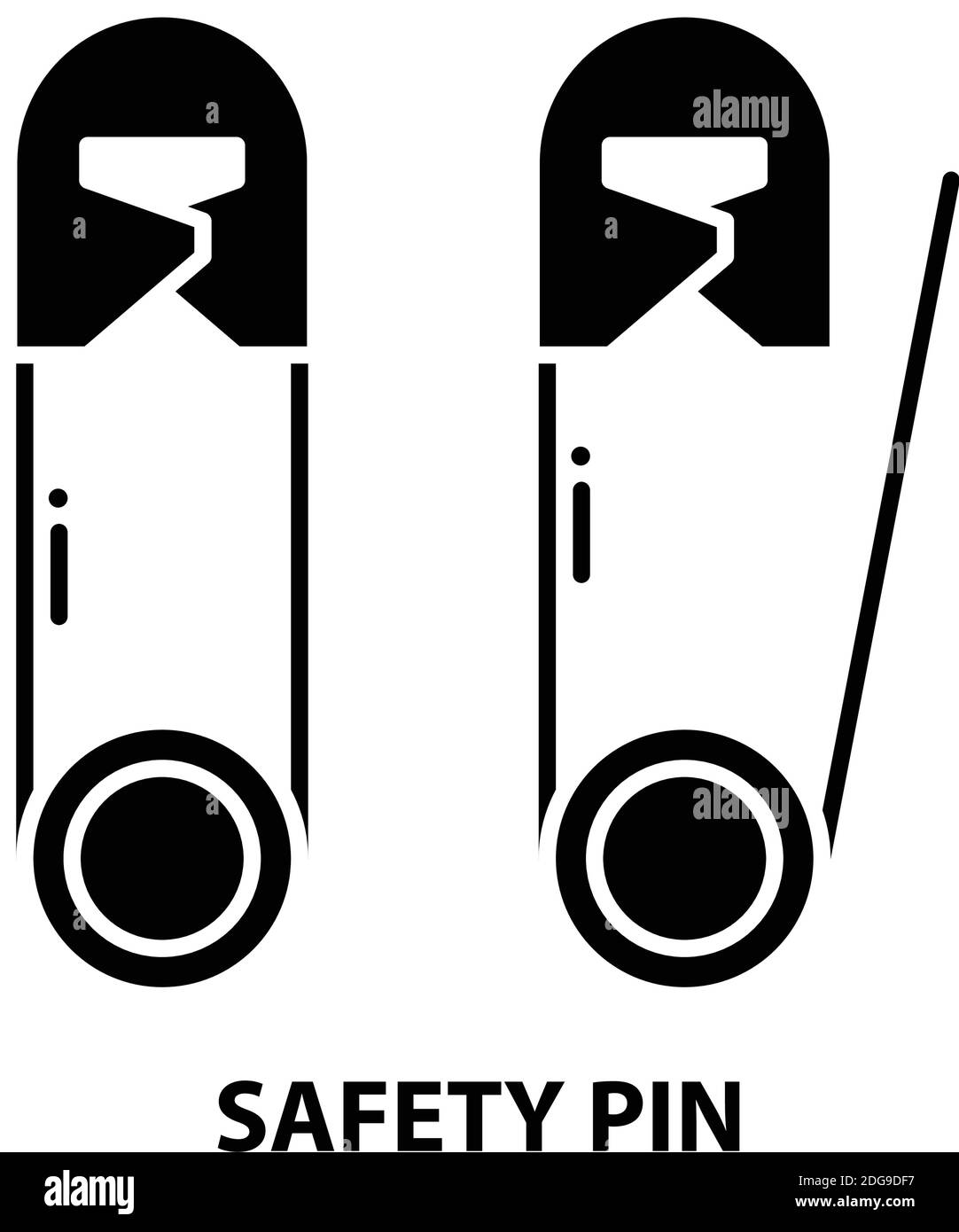 safety pin icon, black vector sign with editable strokes, concept ...