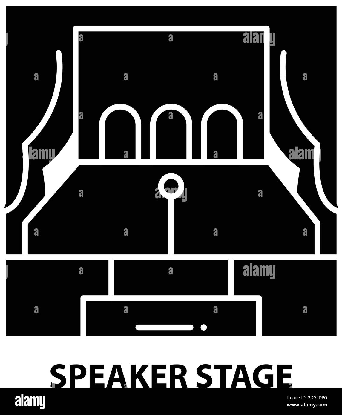 speaker stage icon, black vector sign with editable strokes, concept ...